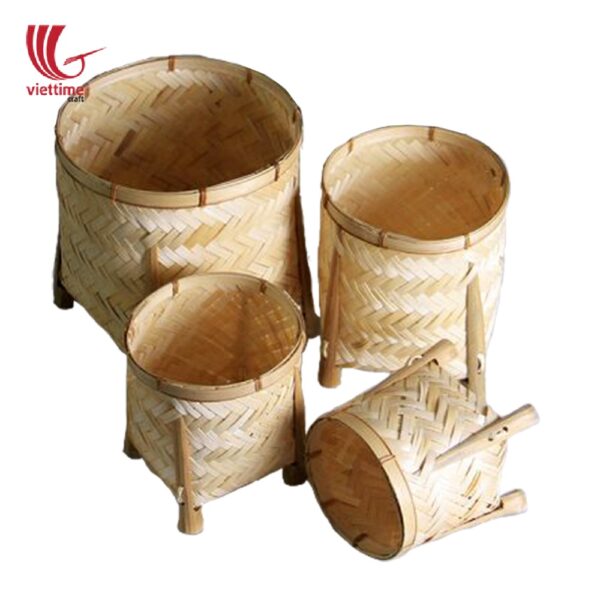 Natural Woven Bamboo Basket Set in Vietnam/ Viettime Craft supplier