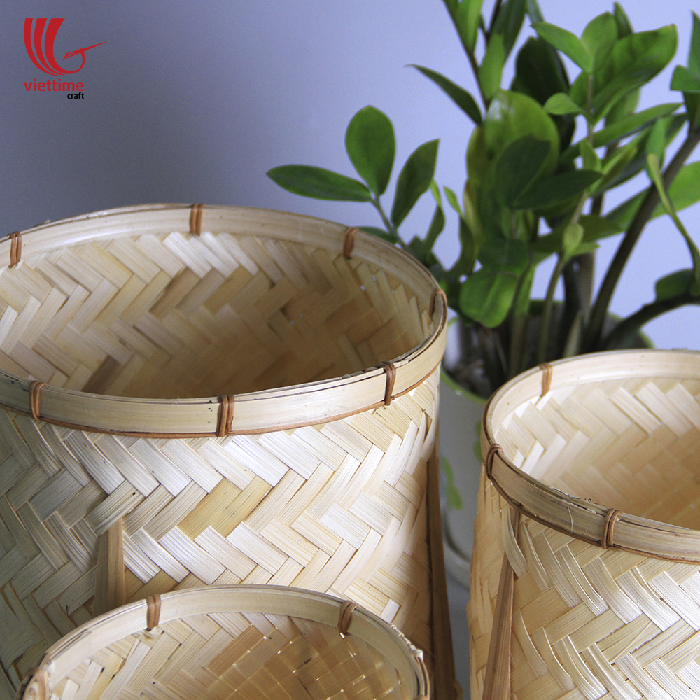 Natural Woven Bamboo Basket Set in Vietnam/ Viettime Craft supplier
