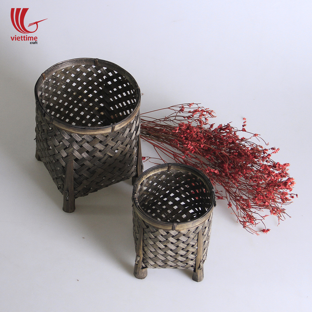 Natural Woven Bamboo Basket Set in Vietnam/ Viettime Craft supplier