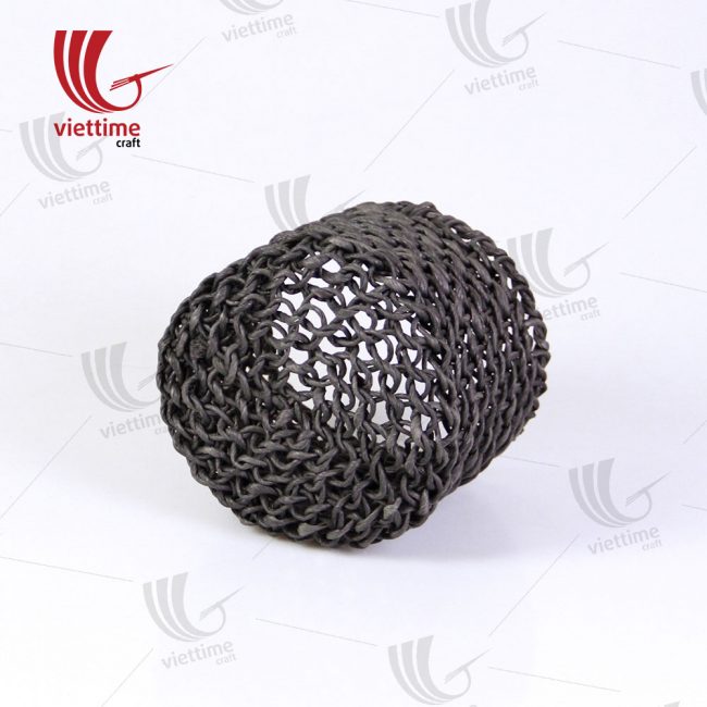 Set Of 2 Black Paper Storage Basket High Quality / Viettime Craft