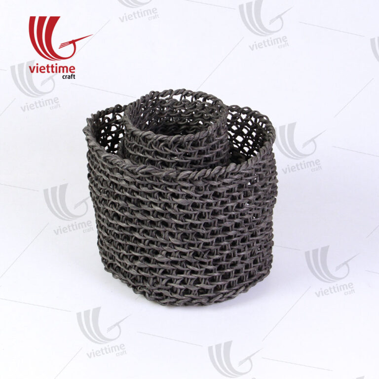 Unique Black Paper Storage Basket High Quality / Viettime Craft