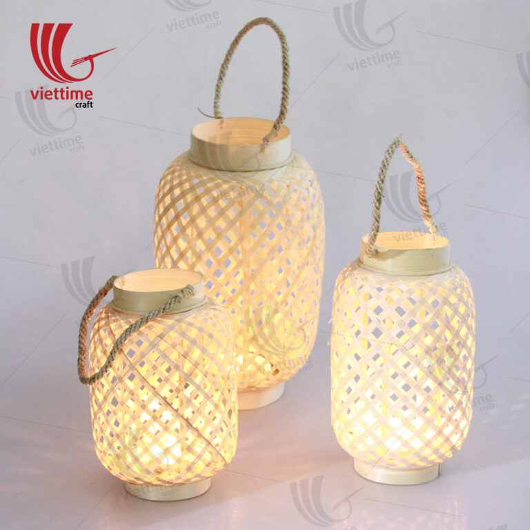 Woven Bamboo Lantern In Garden Set Of 3 / Viettime Craft