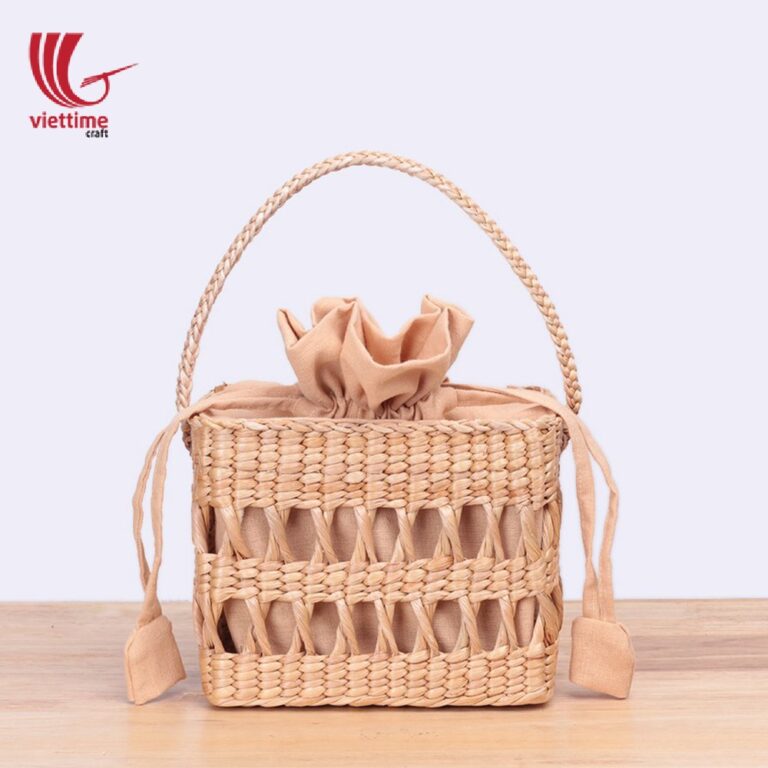 Water Hyacinth HandBag With Inside Cloth/ Viettime Craft