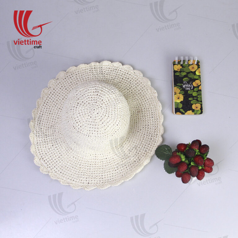 White Beautiful Woven Recycled Paper Hats /Viettime Craft