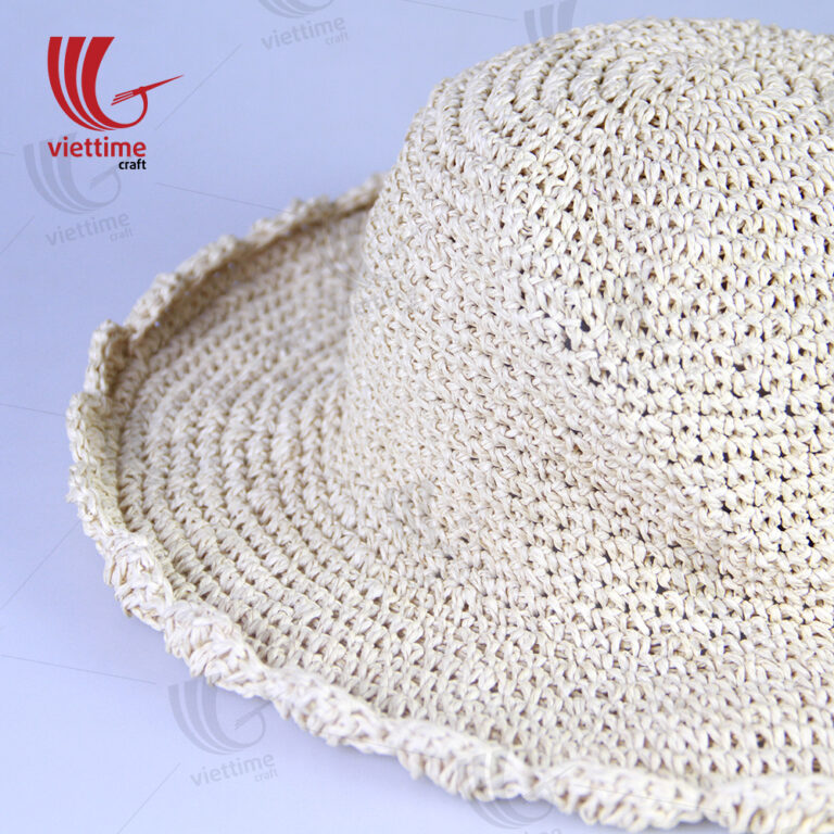 Light Brown Woven Recycled Paper Hats / Viettime Craft