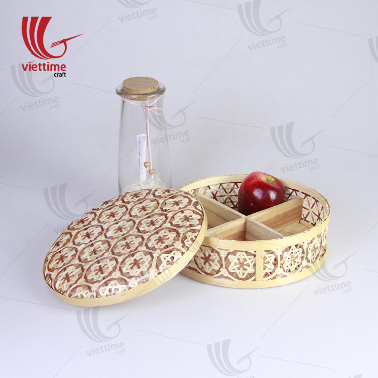 Red Coralpearl Woven Bamboo Candy Box/ Viettime Craft