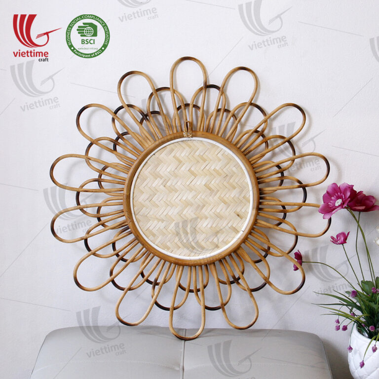 Decorative Flower Shaped Rattan Mirror Wholesale/ Viettime Craft