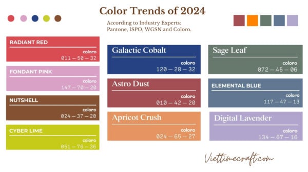 Color Trends 2024 - Top 4 Color Combinations to Design Handicraft