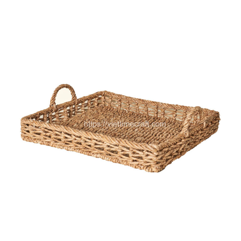Natural Water Hyacinth Tray With Handle - B00349
