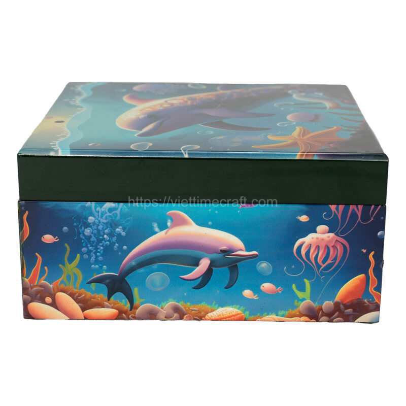 Ocean Dolphin Scene Lacquer Box Vietnam Factory - SM0074
